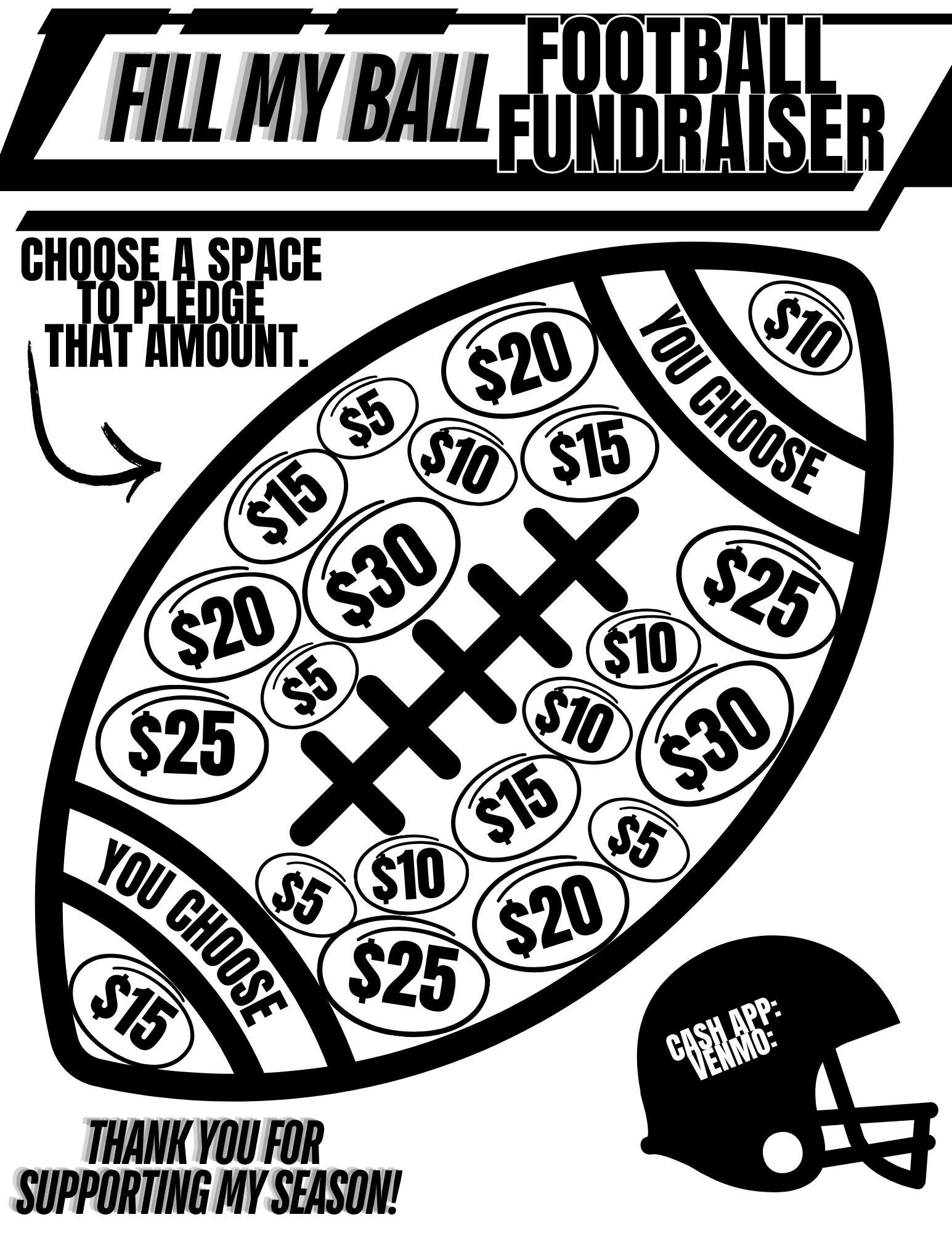 Fill My Football Printable Fundraiser | Football Fundraising Sheet ...
