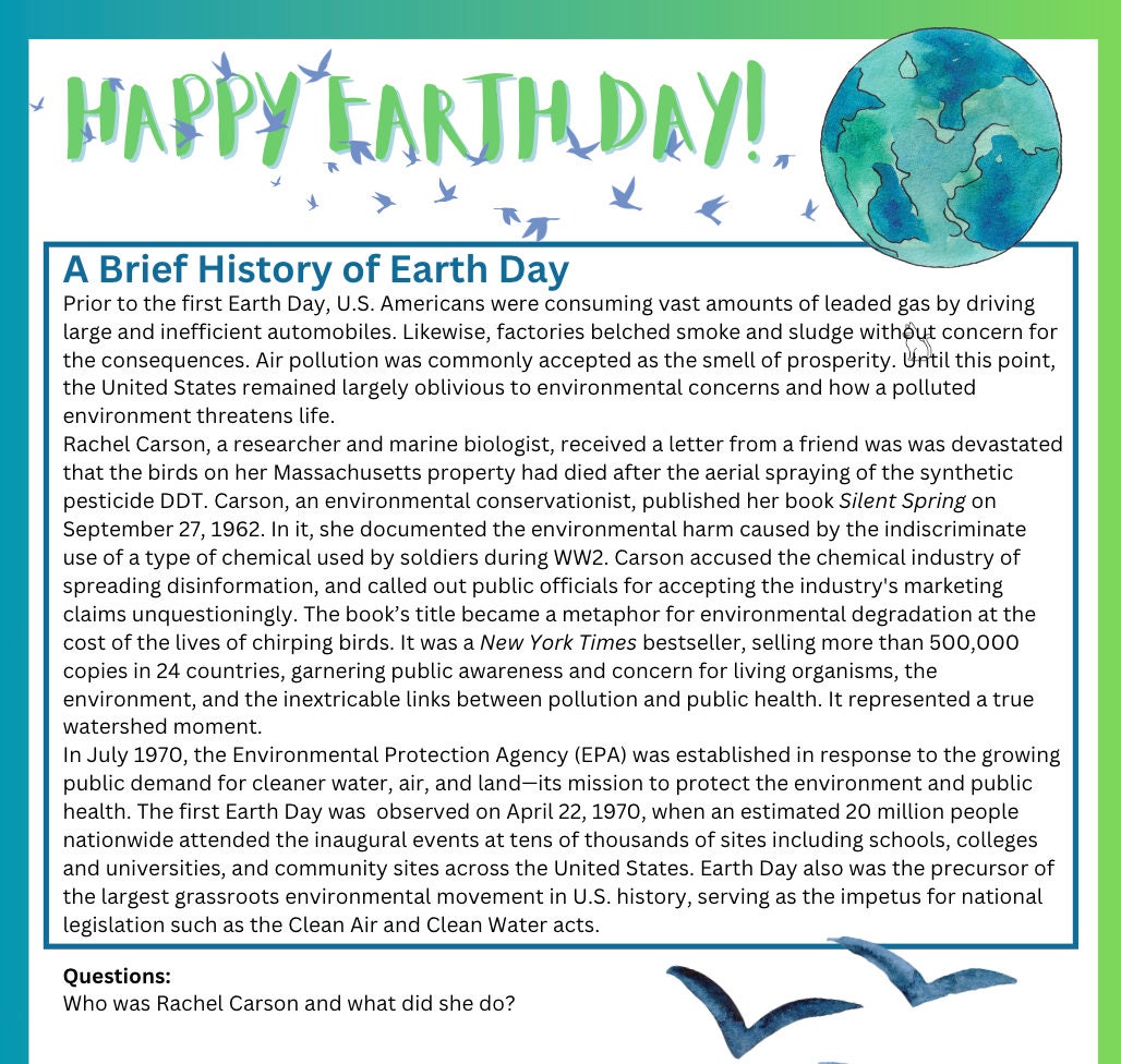 Earth Day Printable Activity Sheet - Etsy