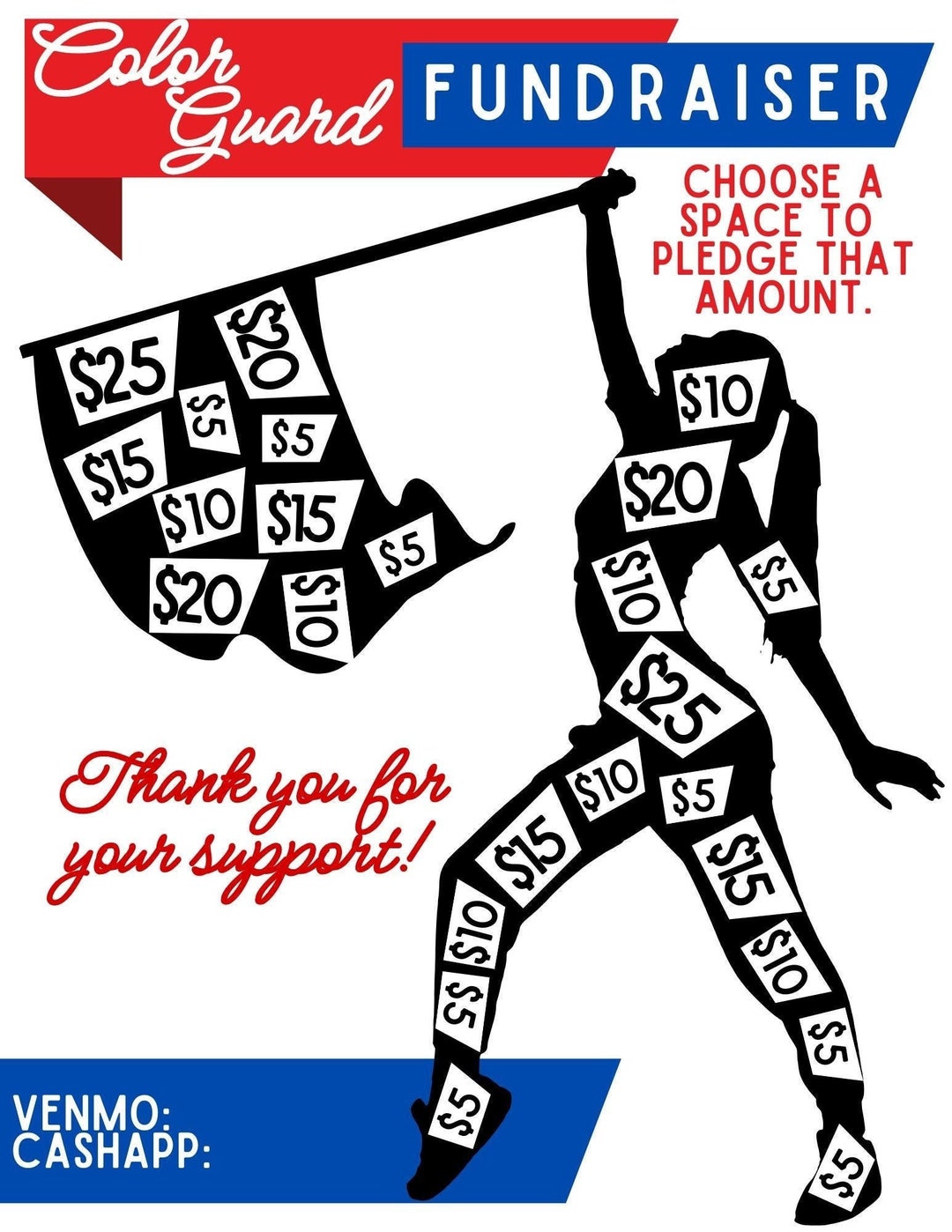 Color Guard Fundraiser: Customizable Fill-in Template (canva, PDF, PNG ...