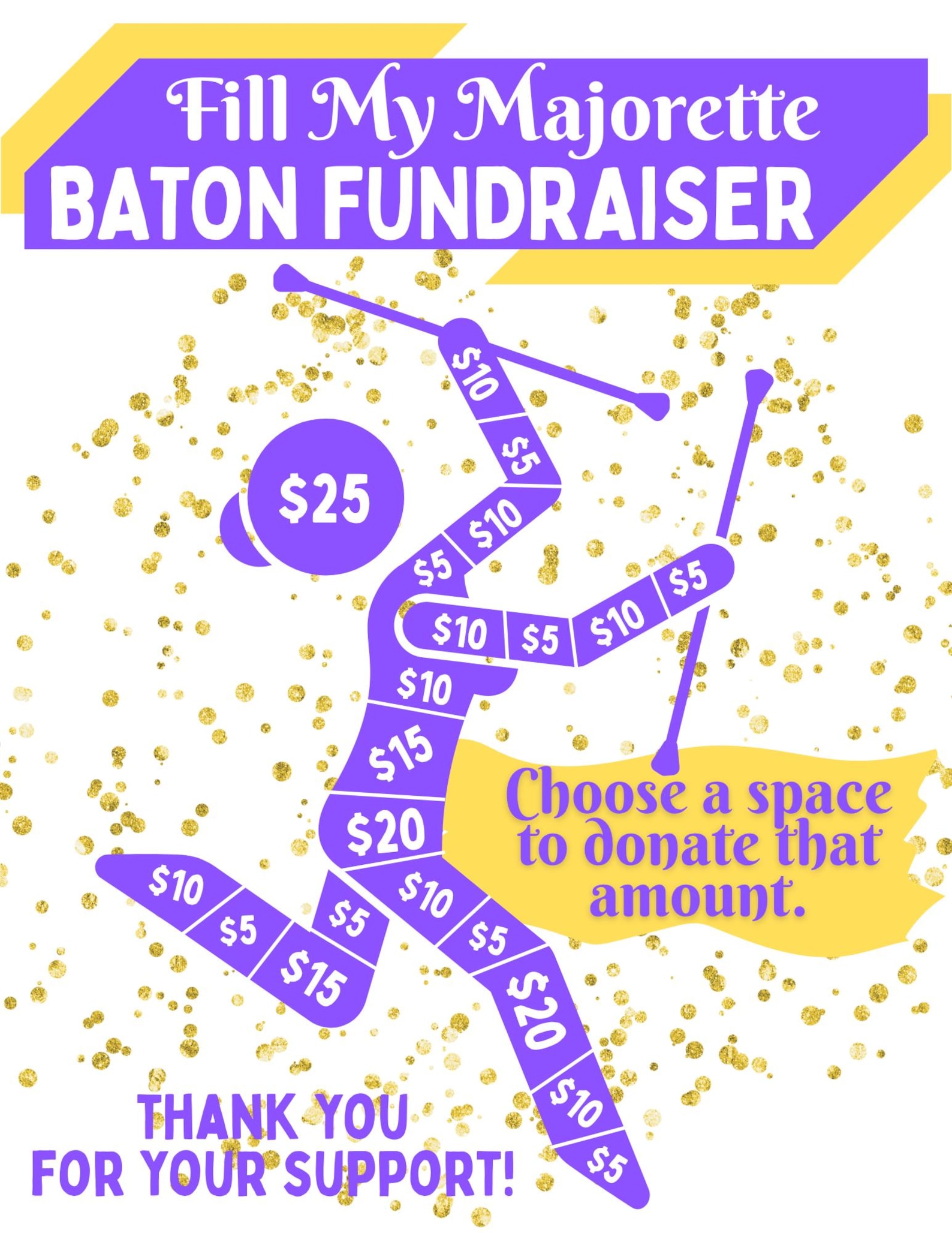 Majorette Baton Fundraiser: Customizable Printable Sheet (canva ...