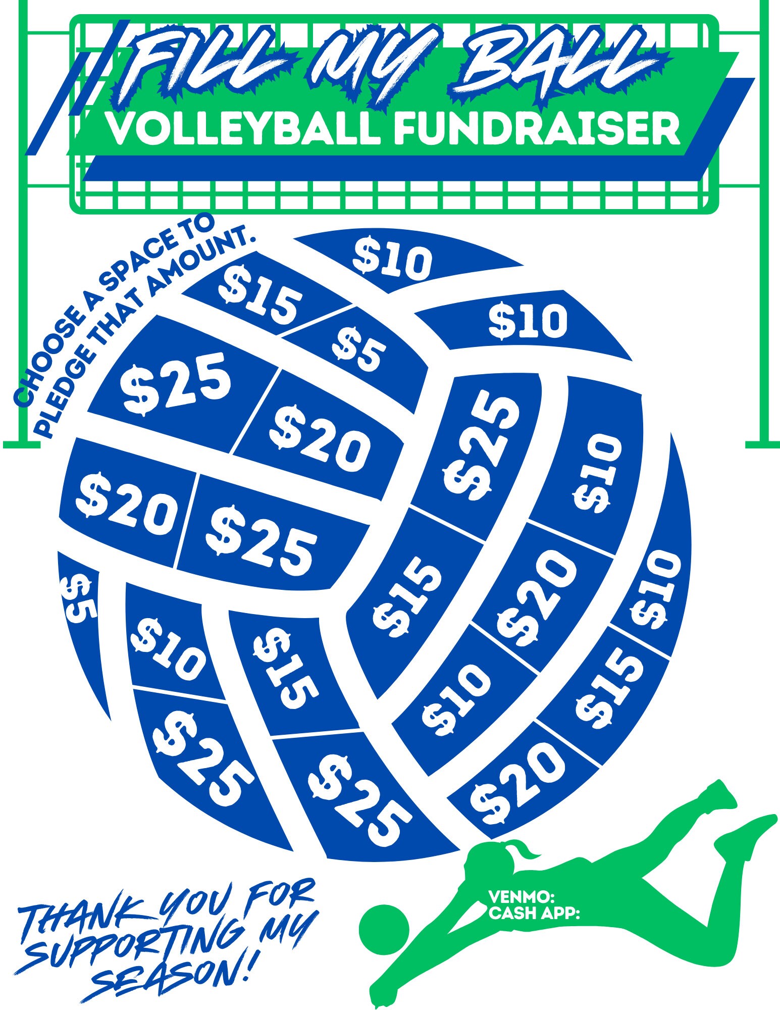 Volleyball Printable Fundraiser | Digital Download Fill My Ball ...
