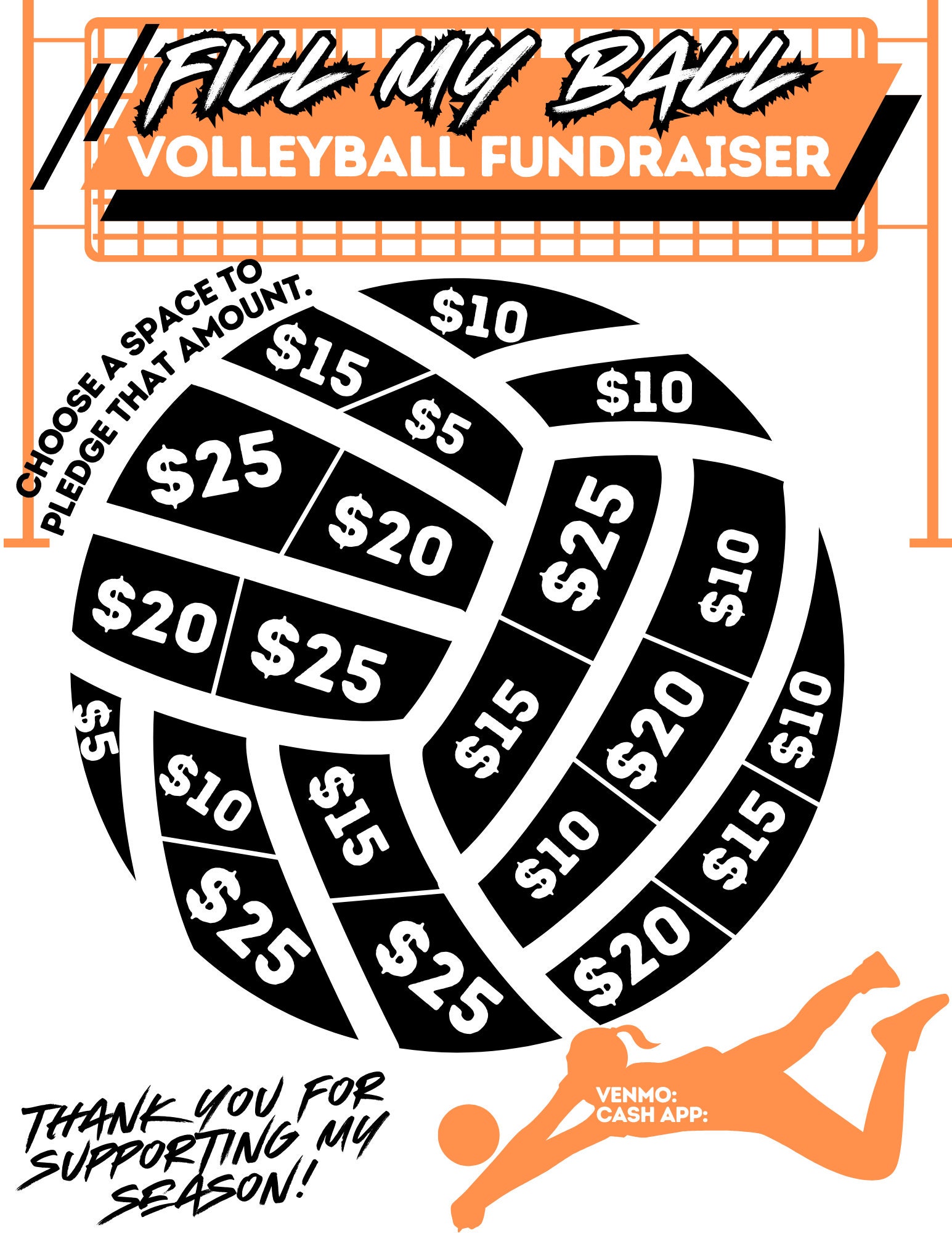 Volleyball Printable Fundraiser | Digital Download Fill My Ball ...