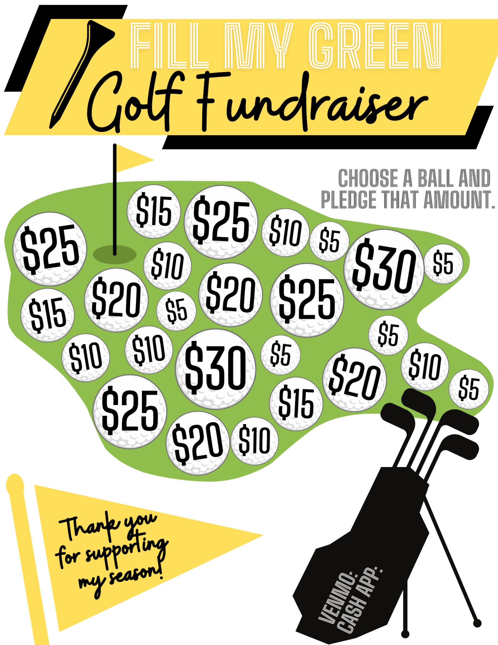 Printable Golf Team Fundraiser: Fill My Green Template (canva, PDF, PNG ...