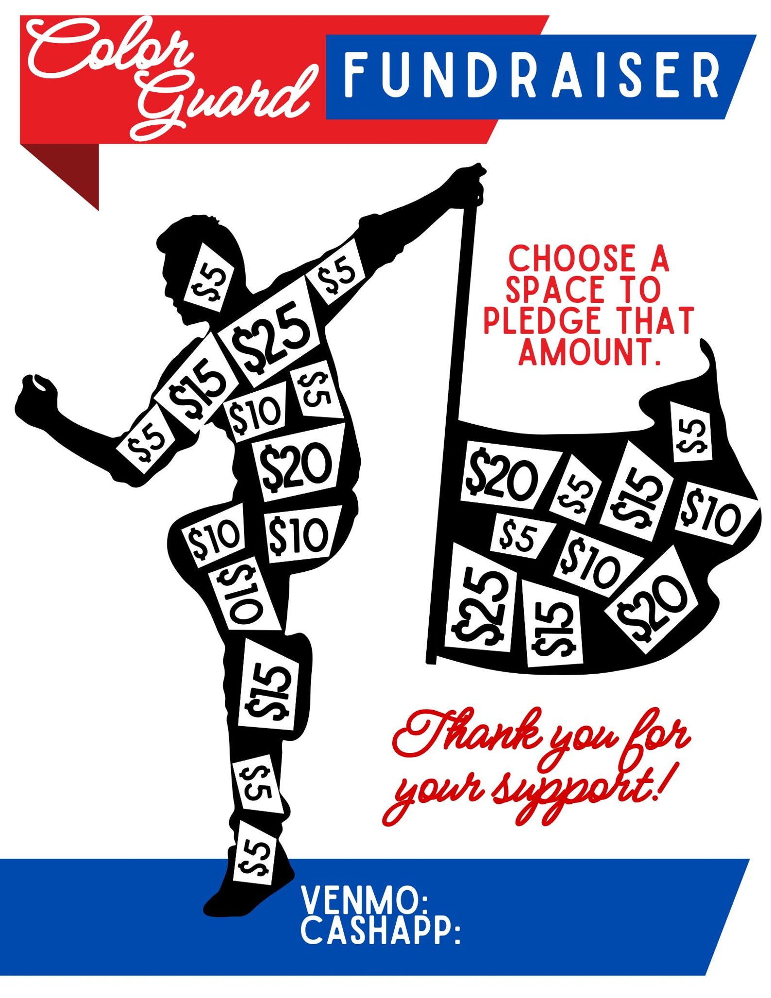 Color Guard Fundraiser: Customizable Fill-in Template (canva, PDF, PNG ...