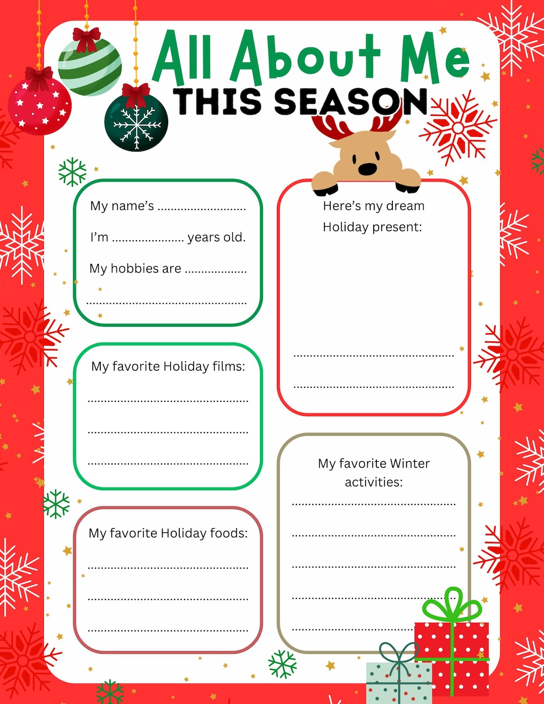 Christmas Activity Packet | Holiday Fill-in Worksheet (PDF, PNG, Canva ...