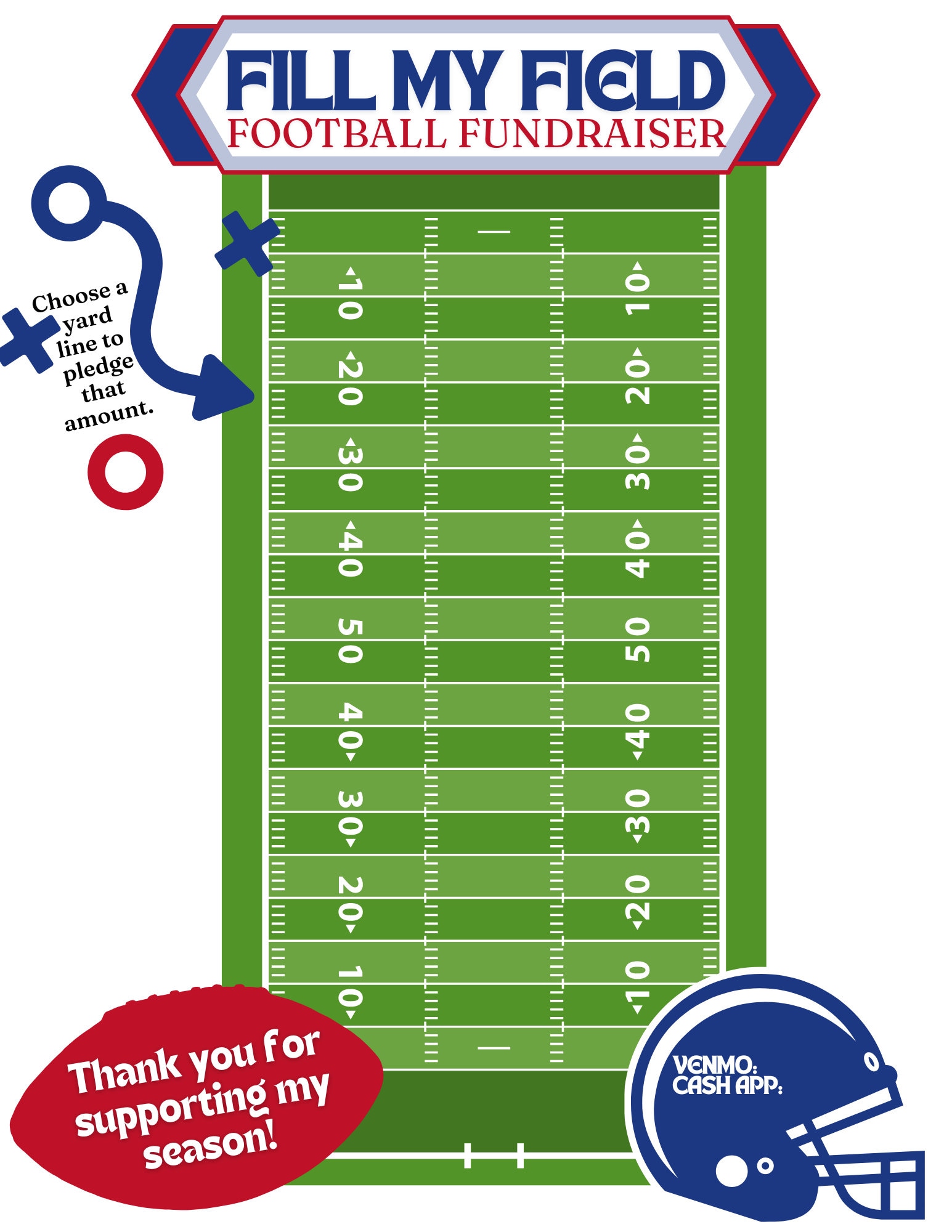 Football Printable Fundraiser Sheet Fill My Field With BONUS Fill My ...