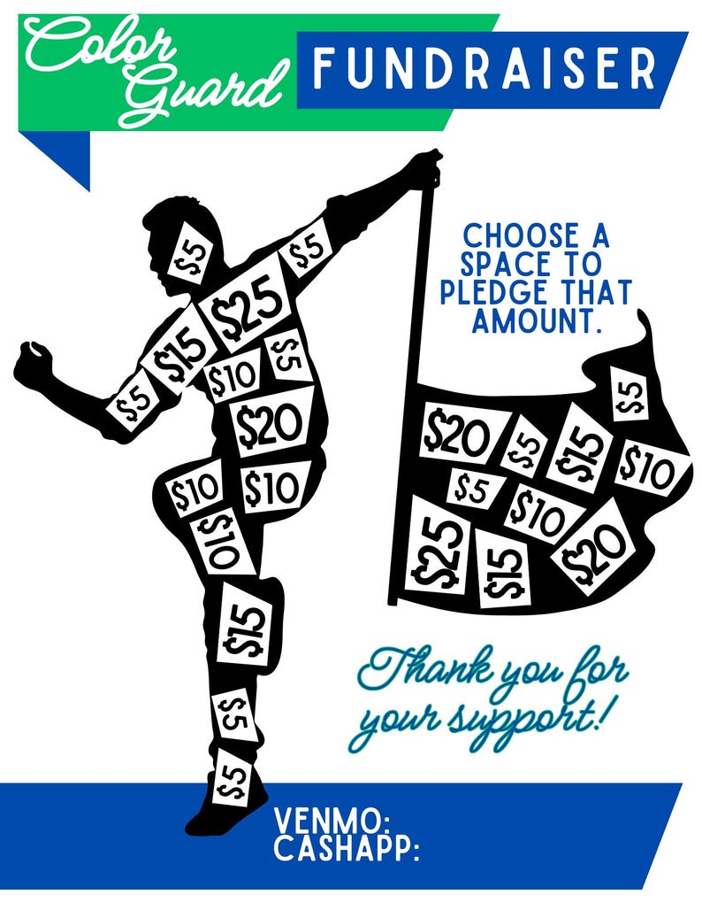 Color Guard Fundraiser: Customizable Fill-in Template (canva, PDF, PNG ...