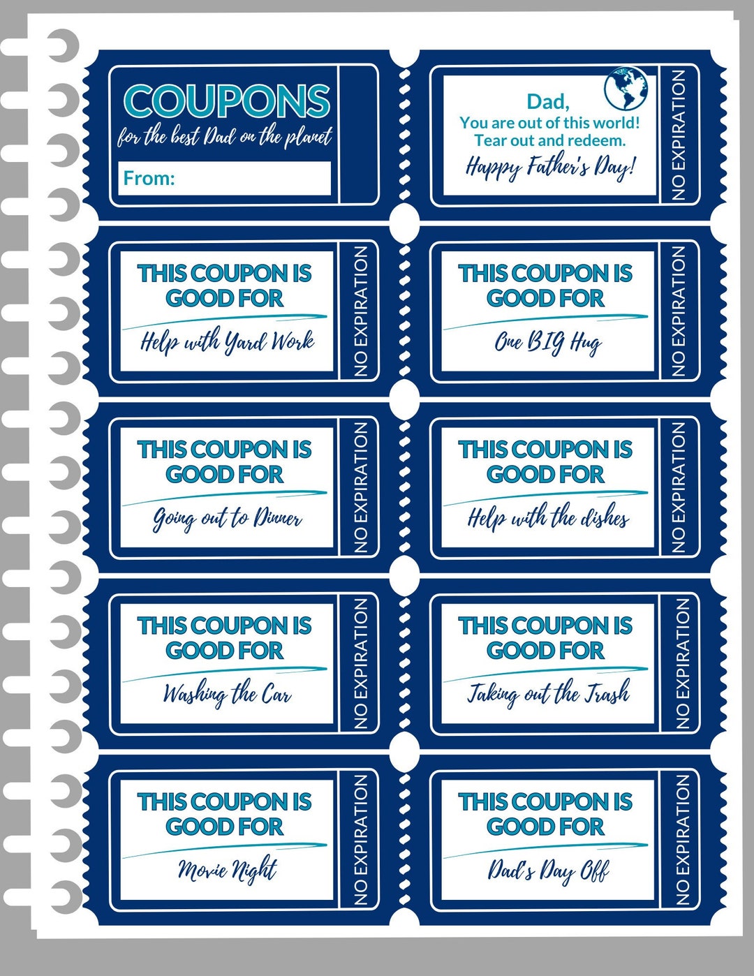 Father's Day Printable Coupons | Coupon Book | Canva Template, PDF, PNG ...