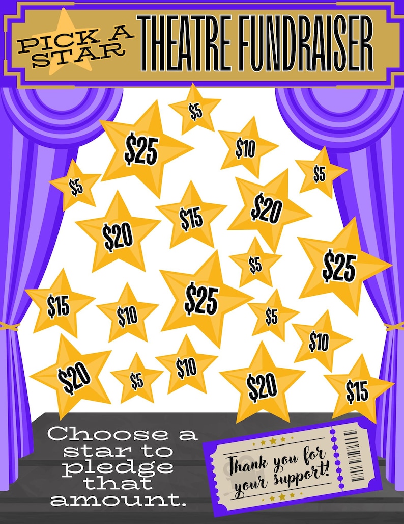 Pick a Star Theatre Fundraiser: Customizable Printable (canva Template ...