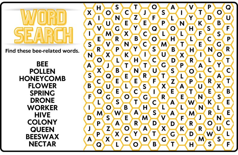 Bees Spring Printable Activity Worksheet | 2 Pages PDF or PNG - Etsy