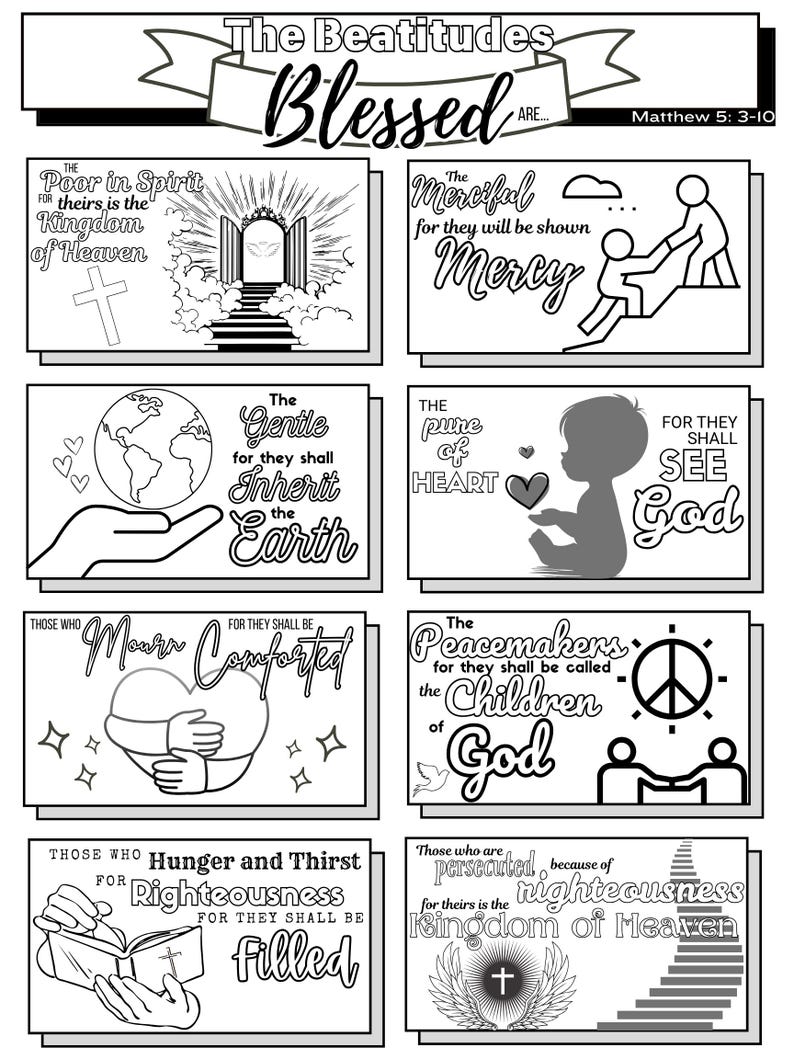 Beatitudes Coloring Worksheet: Church Activity Sheet (PDF & PNG) - Etsy ...