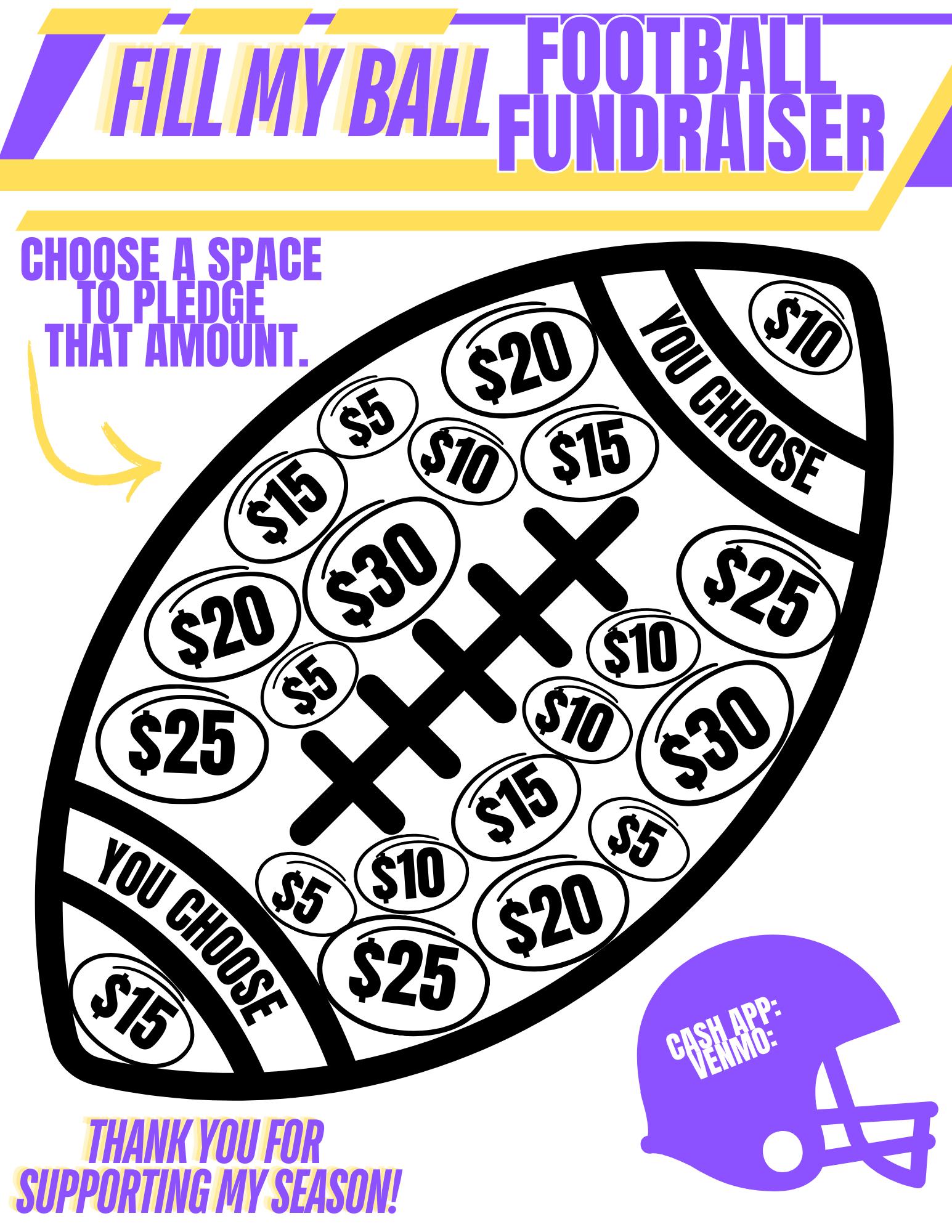 Fill My Football Printable Fundraiser | Football Fundraising Sheet ...