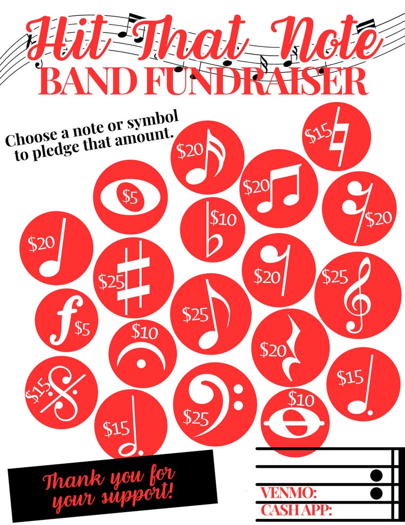 Band Fundraiser Printable Digital Download | "hit That Note" | Canva ...