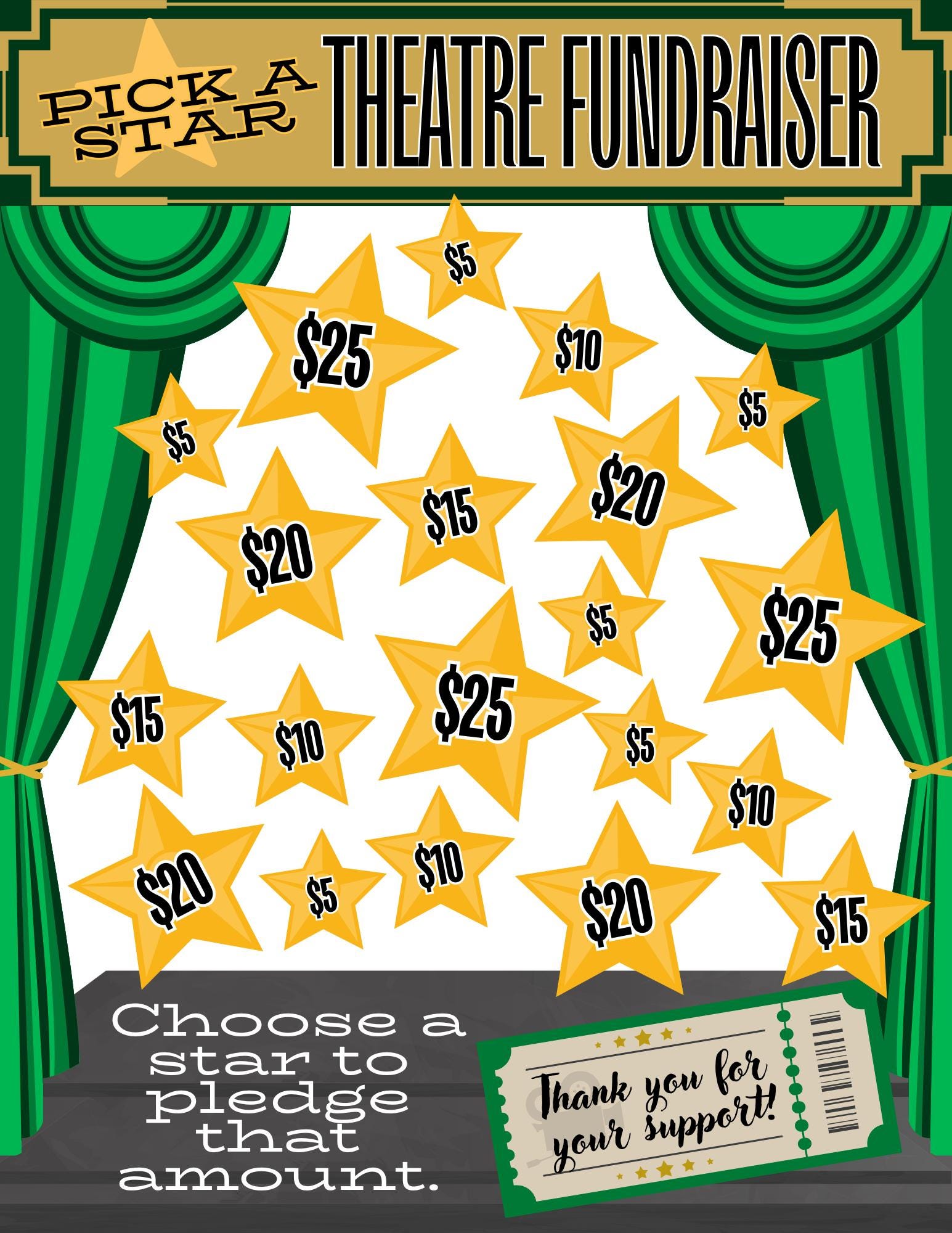 Pick a Star Theatre Fundraiser: Customizable Printable (canva Template ...