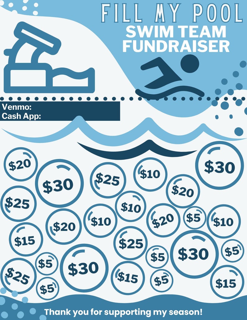 Swimming and Diving Team Printable Fundraiser | Fill My Pool | Canva ...