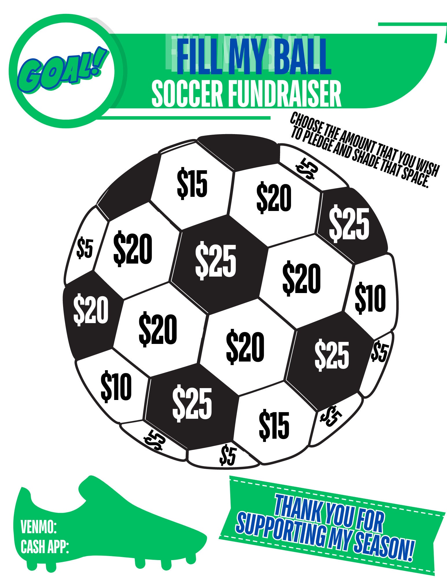 Printable Soccer Fundraiser: Fill My Ball, Pledge Tracker (canva ...