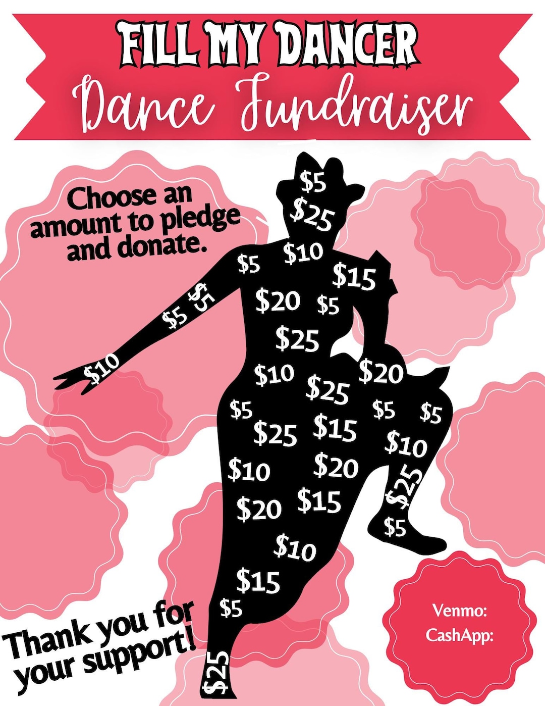 Fill My Dancer Printable Dance Fundraiser | Customizable, Fillable ...