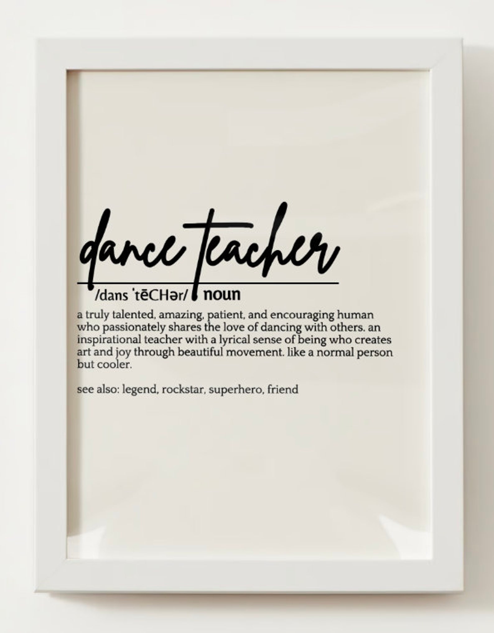 Dance Teacher Definition Art Print: Dictionary Style Gift (digital ...
