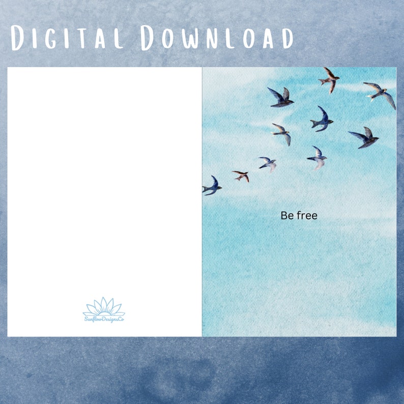 Be Free Birds Retirement Card Printable Digital Download Greeting Card ...