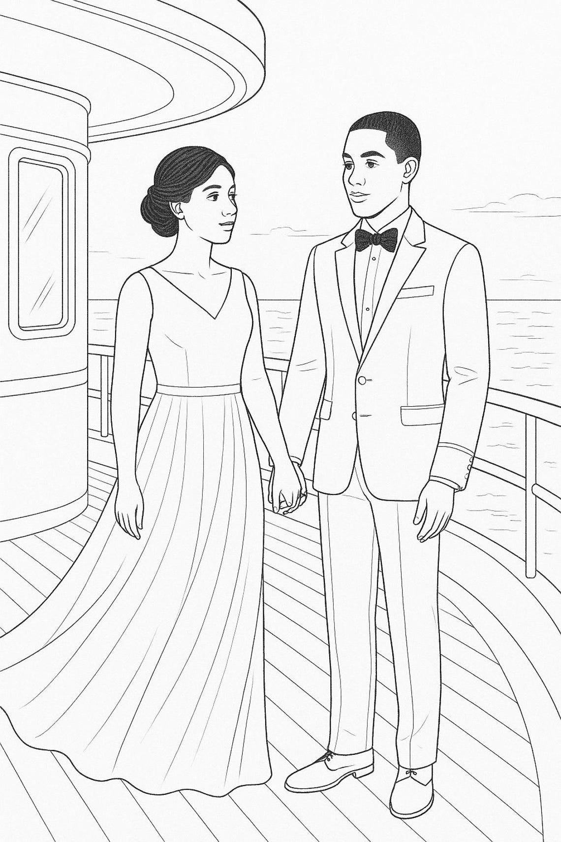 Elegant Prom Night Coloring Book – 5 Page Bundle | African American ...
