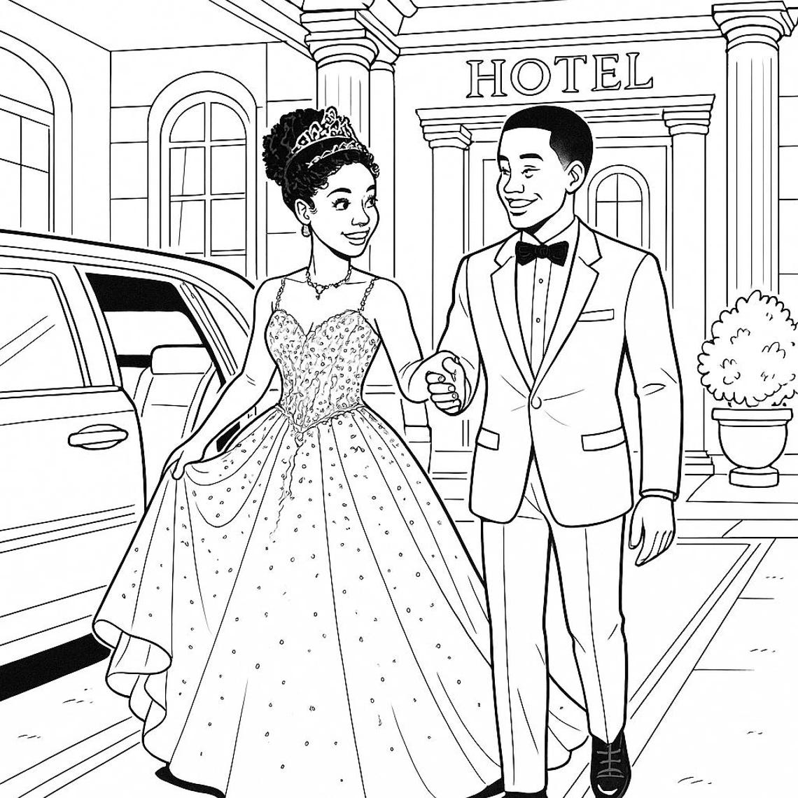 Elegant Prom Night Coloring Book – 5 Page Bundle | African American ...