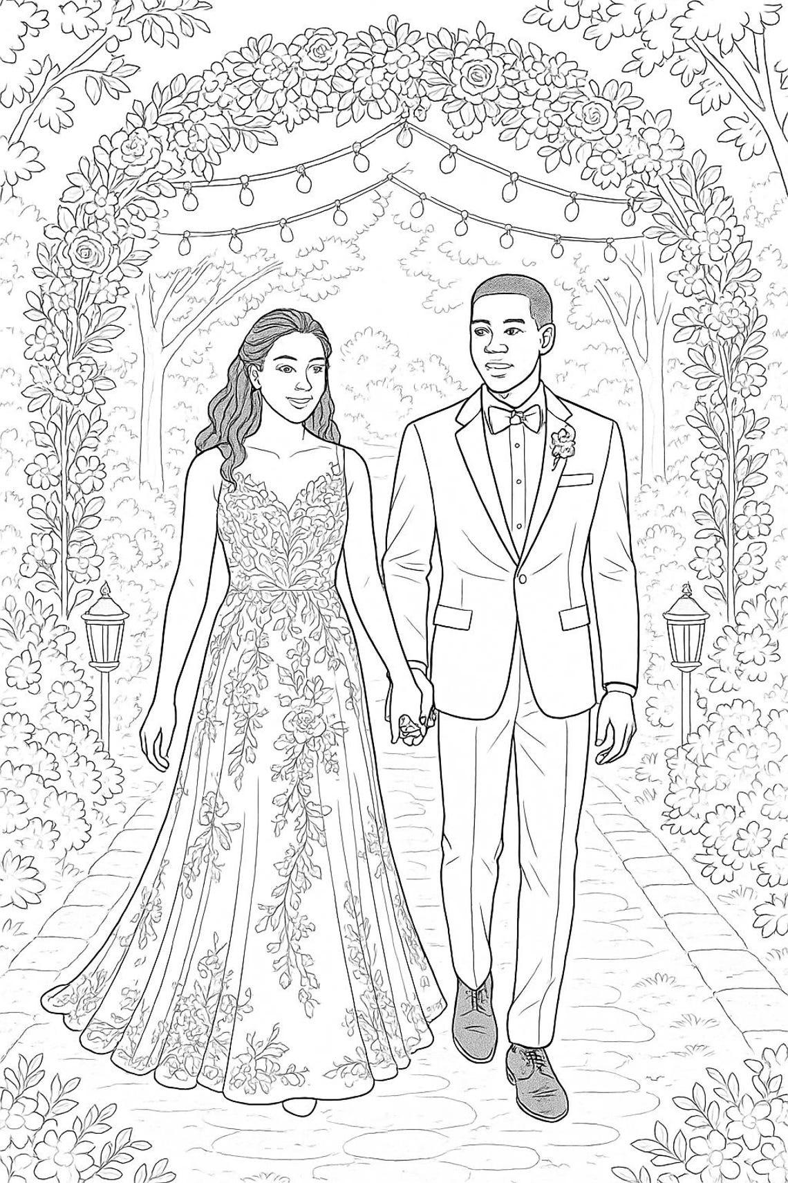 Elegant Prom Night Coloring Book – 5 Page Bundle | African American ...