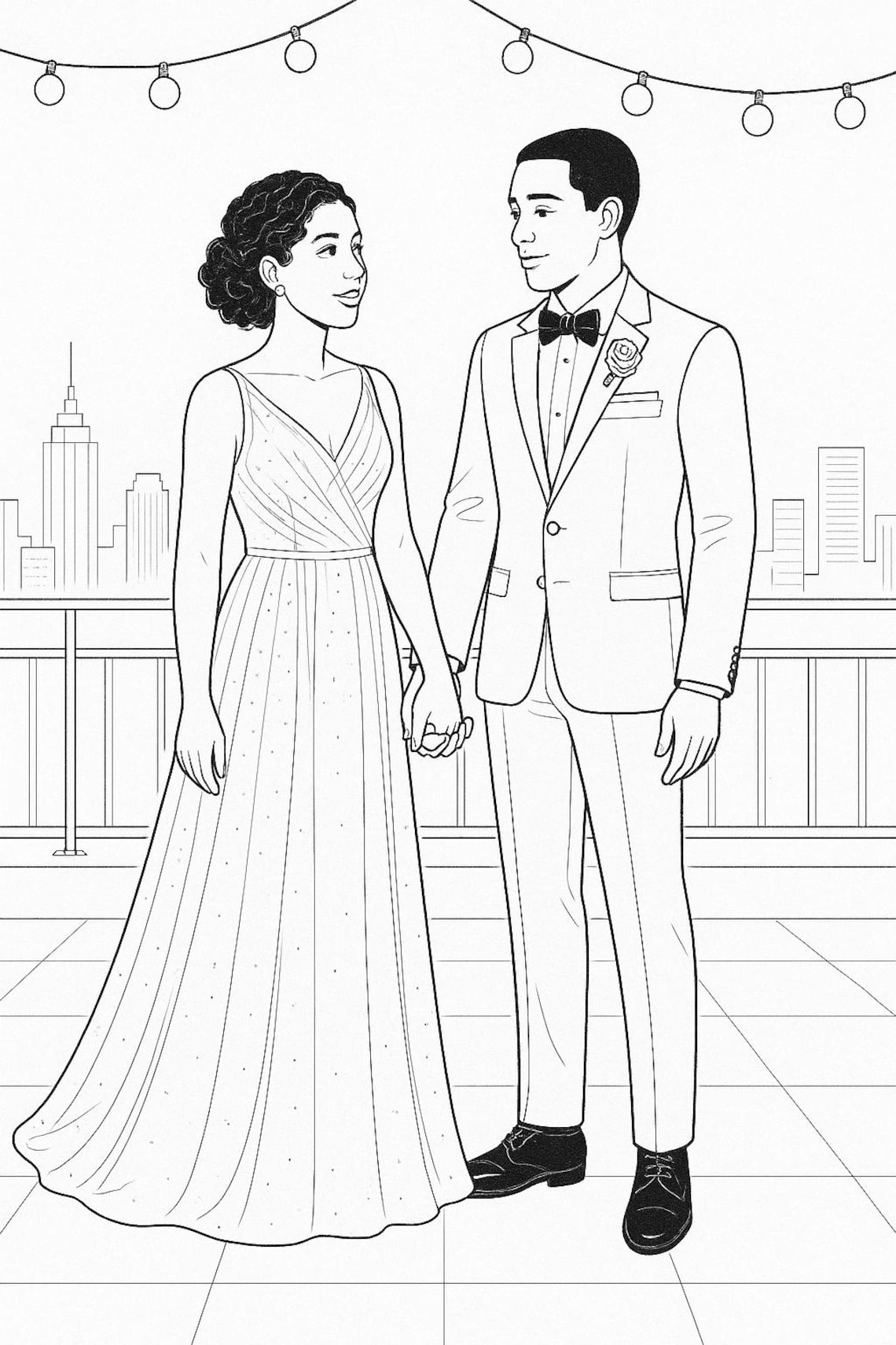 Elegant Prom Night Coloring Book – 5 Page Bundle | African American ...