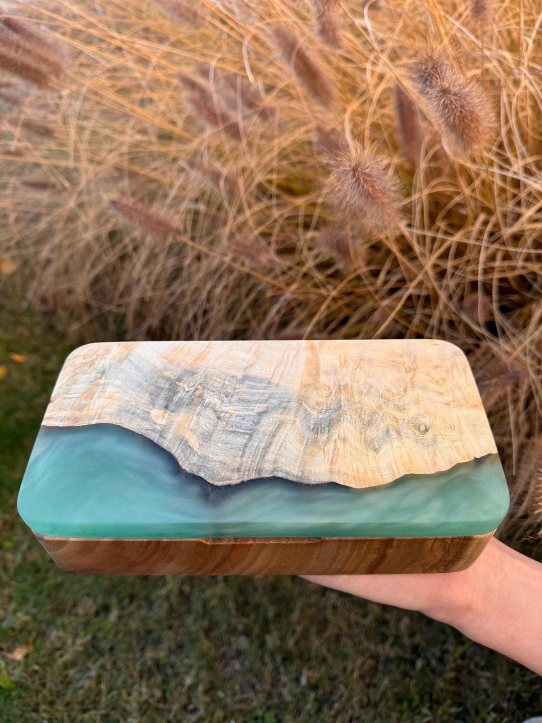 Christmas Gift Handmade Wooden Jewelry Box With Epoxy Resin Inlay ...