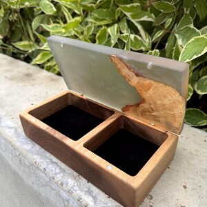 Rustic Wooden Box With Gray Epoxy Resin Inlay, Handmade Jewelry Storage ...