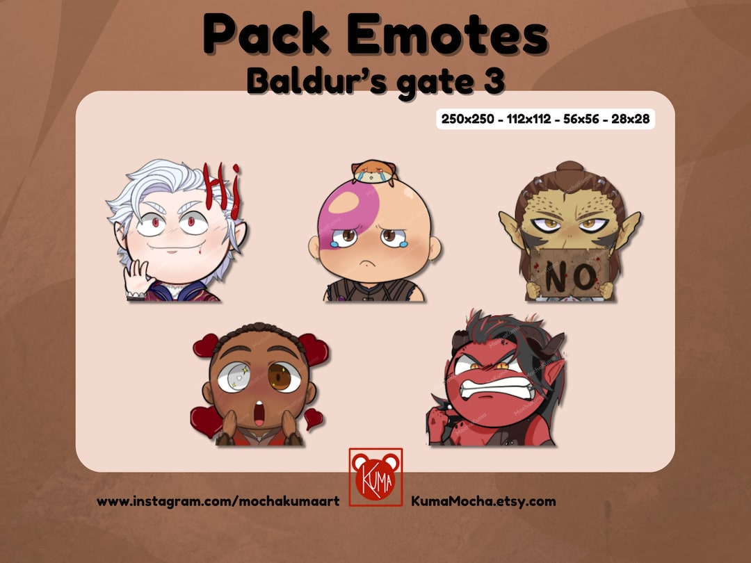 Baldur's Gate 3 Emotes. Cute BG3 Twitch Emotes- Twitch | Discord | Kick ...