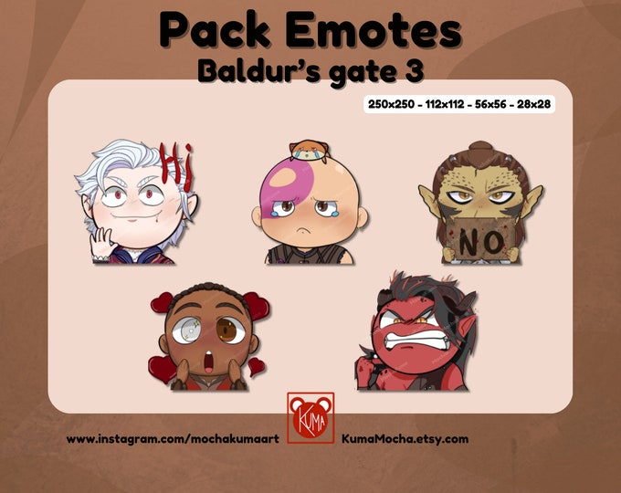 Baldur's Gate 3 Emotes. Cute BG3 Twitch Emotes- Twitch | Discord | Kick ...