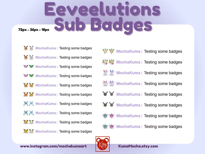 Pokemon Sub Badges - Cute Eeveelutions Twitch Badges | Pokemon's Badge ...
