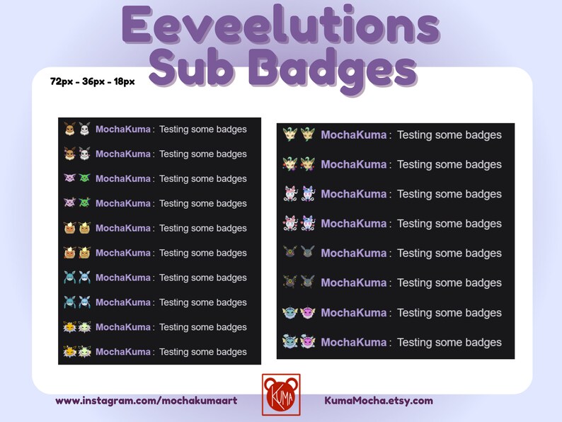Pokemon Sub Badges - Cute Eeveelutions Twitch Badges | Pokemon's Badge ...