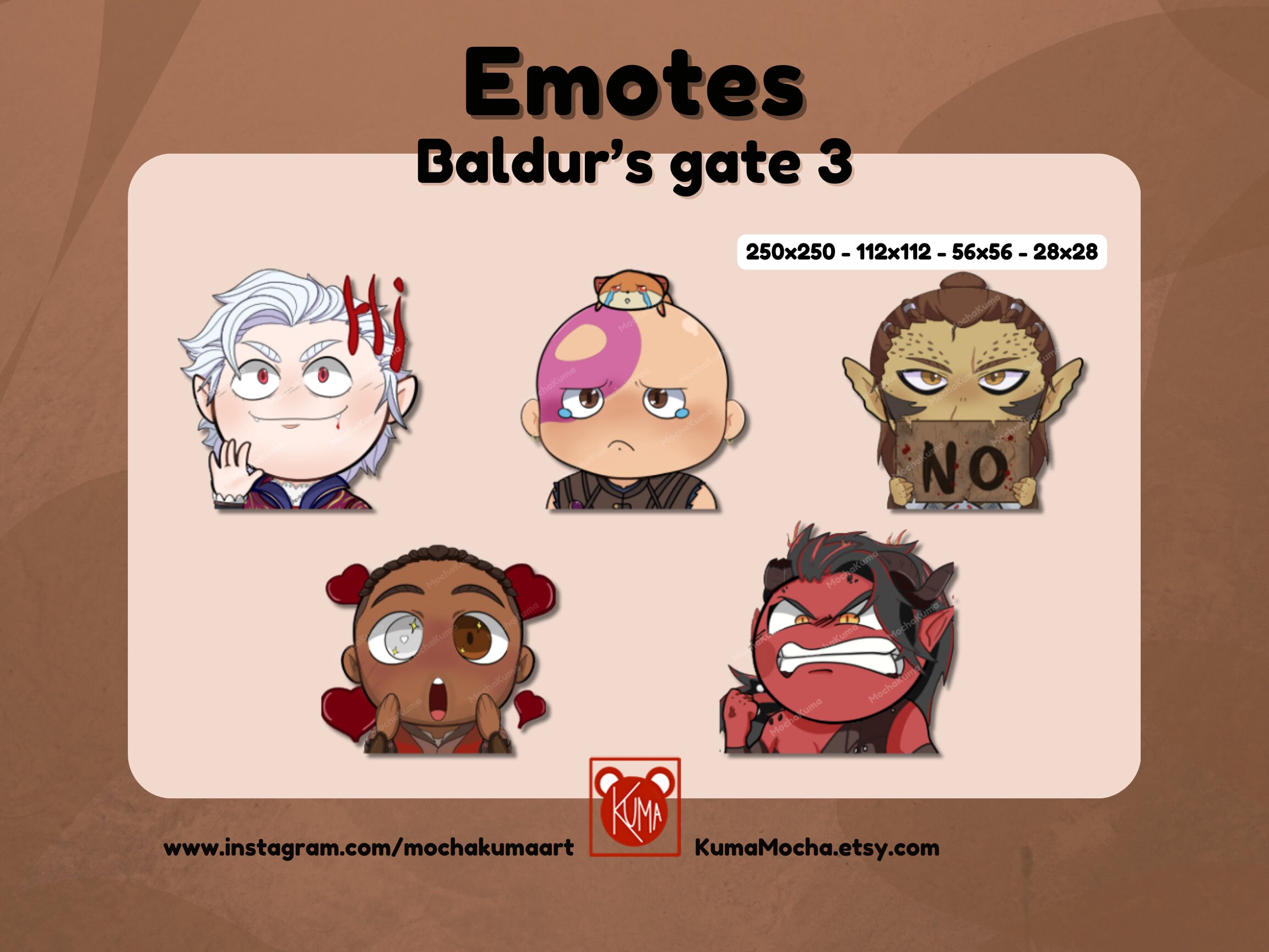 Baldur's Gate 3 Emotes. Cute BG3 Twitch Emotes Video Games Discord Kick ...