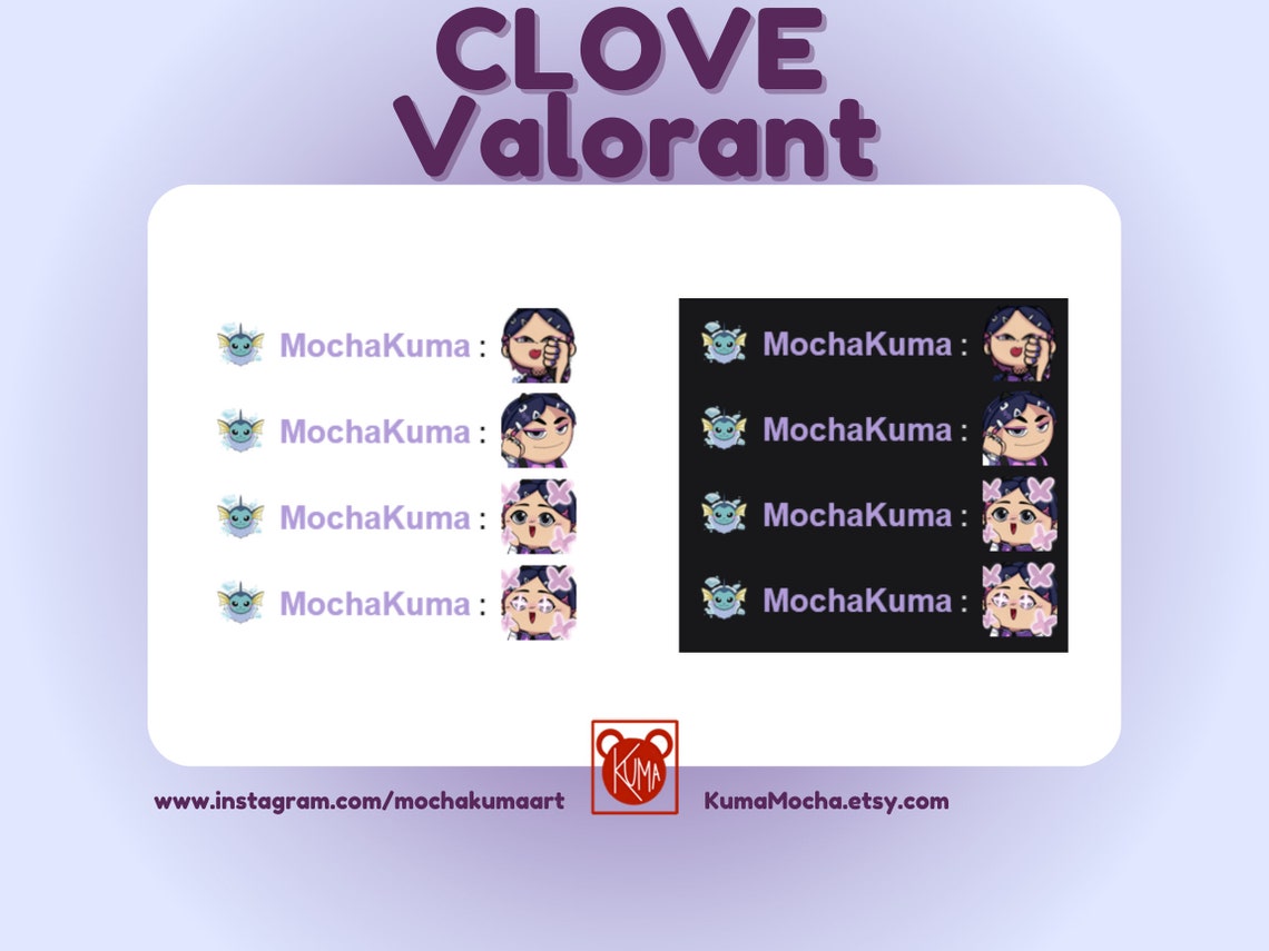 Clove Valorant Chibi Emotes – Twitch/discord Streaming Emotes (PNG) - Etsy
