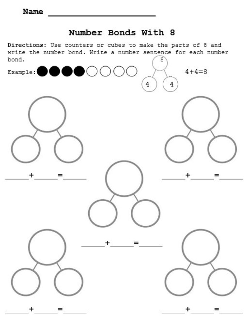 Addition and Subtraction With Number Bonds, Classroom or Homeschool ...