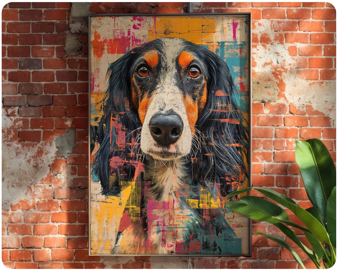 Urban Chic Afghan Hound Portrait Contemporary Dog Street Art Vibrant ...