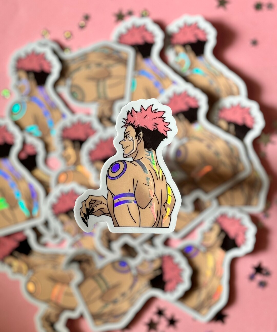 Handsome King of Curses JJK Sukuna Holographic Stickers Anime Art ...