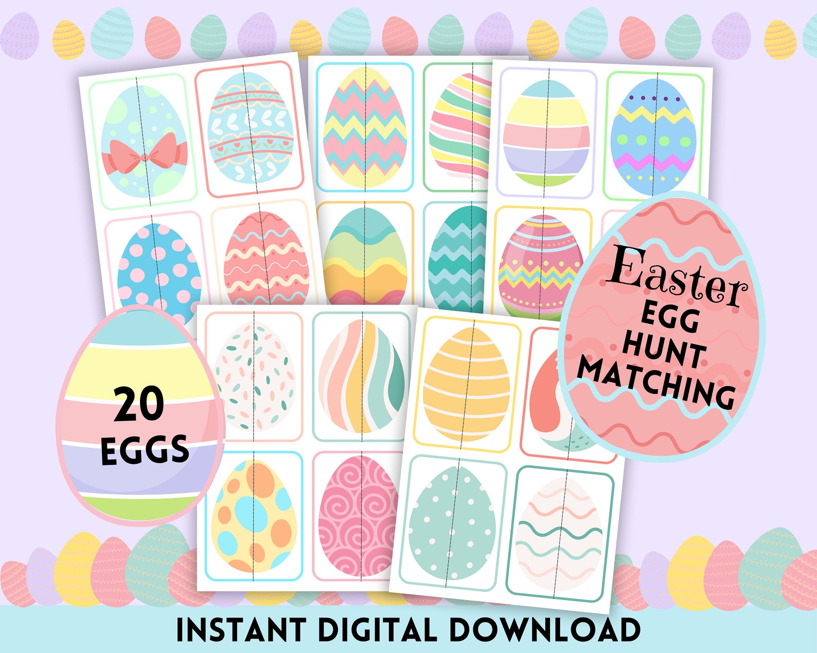 Easter Egg Hunt Matching Game~easter Memory Game~kids Spring Printable ...