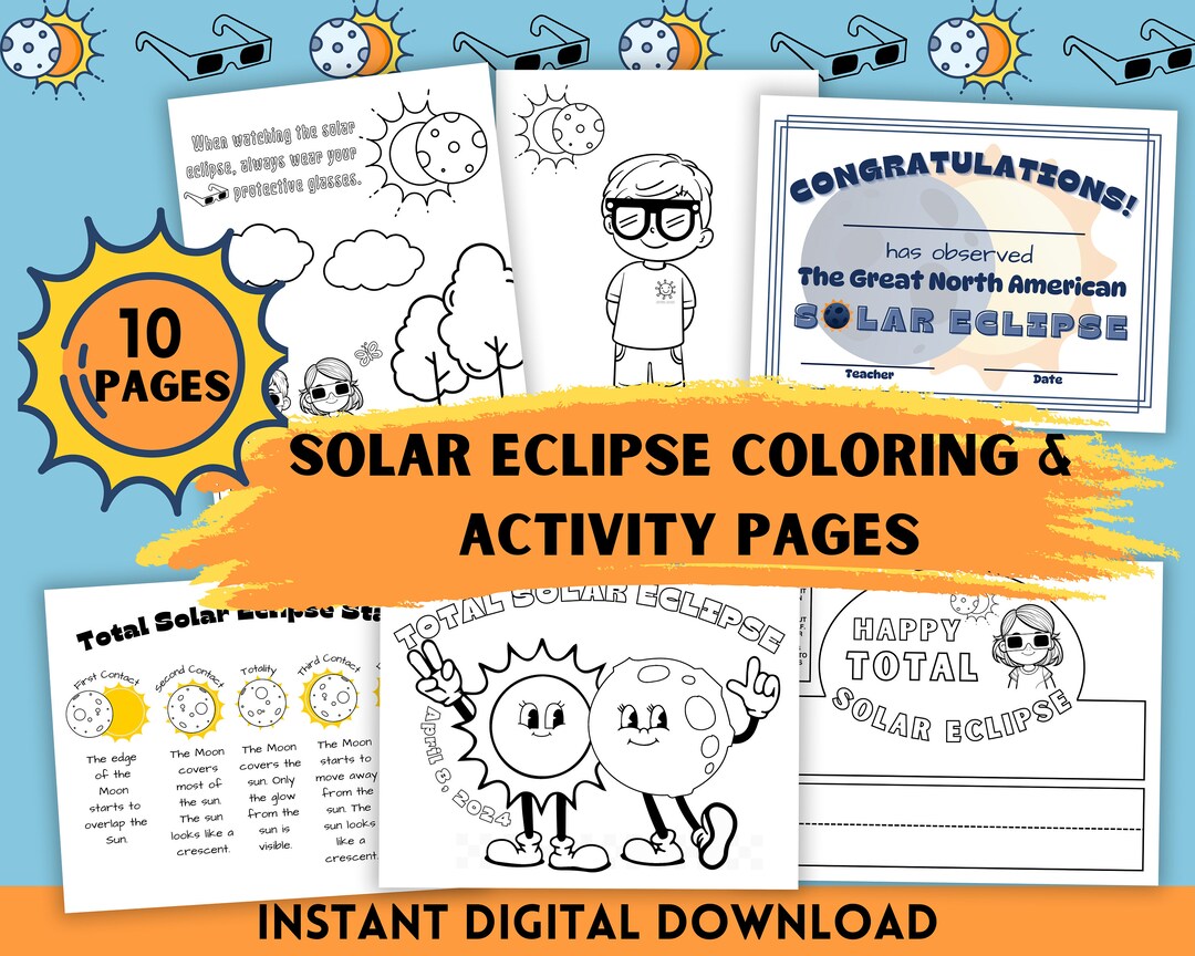 Solar Eclipse Activity Pages, Total Solar Eclipse April 2024 Printable ...