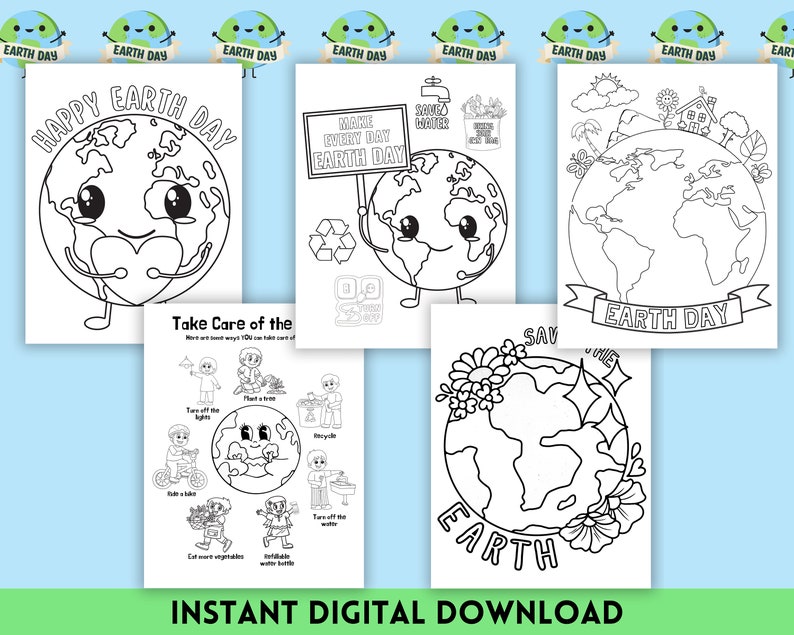 Earth Day Activity Pages, Kids Printable Earth Day Pages, Earth Day ...