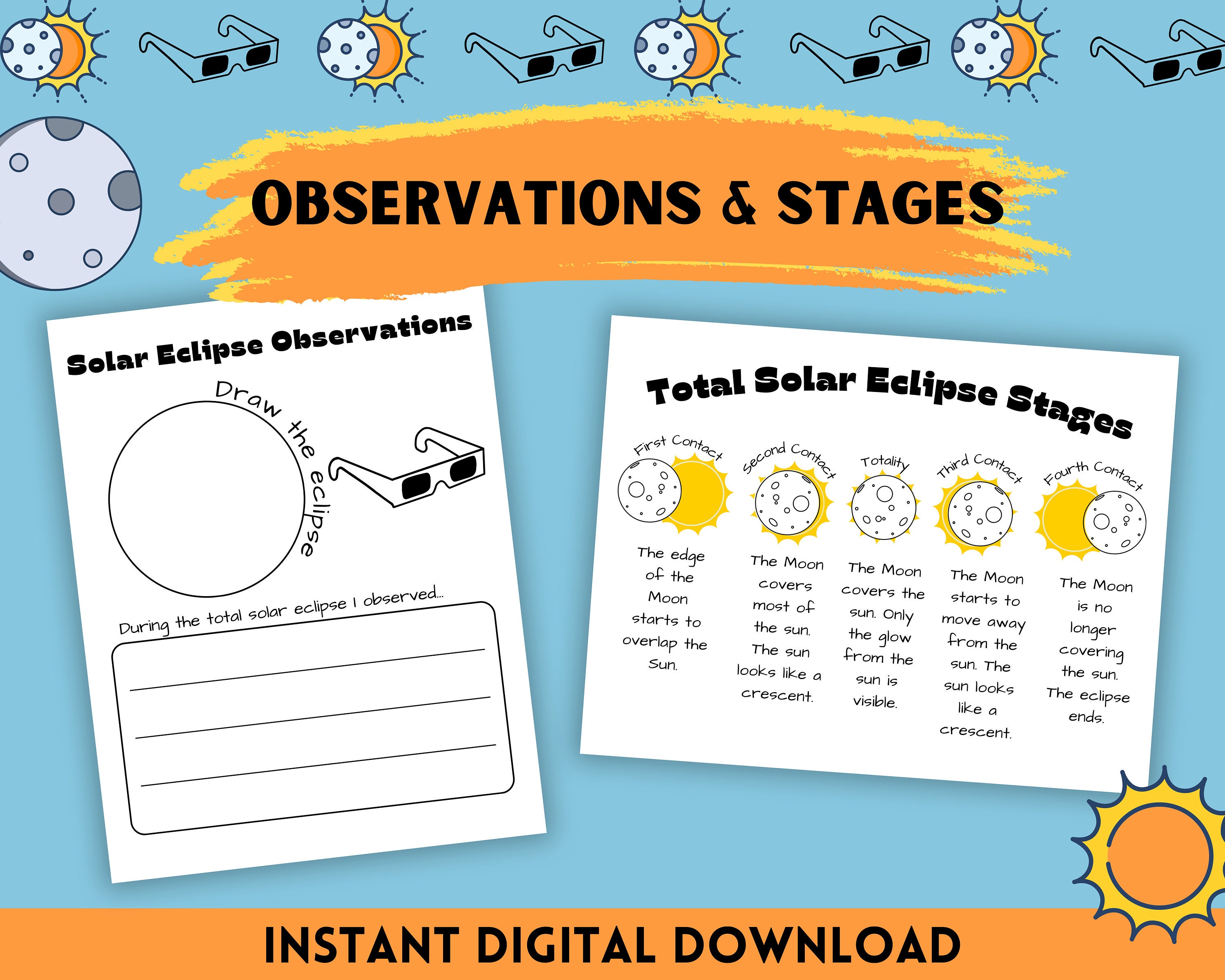 Solar Eclipse Activity Pages, Total Solar Eclipse April 2024 Printable ...