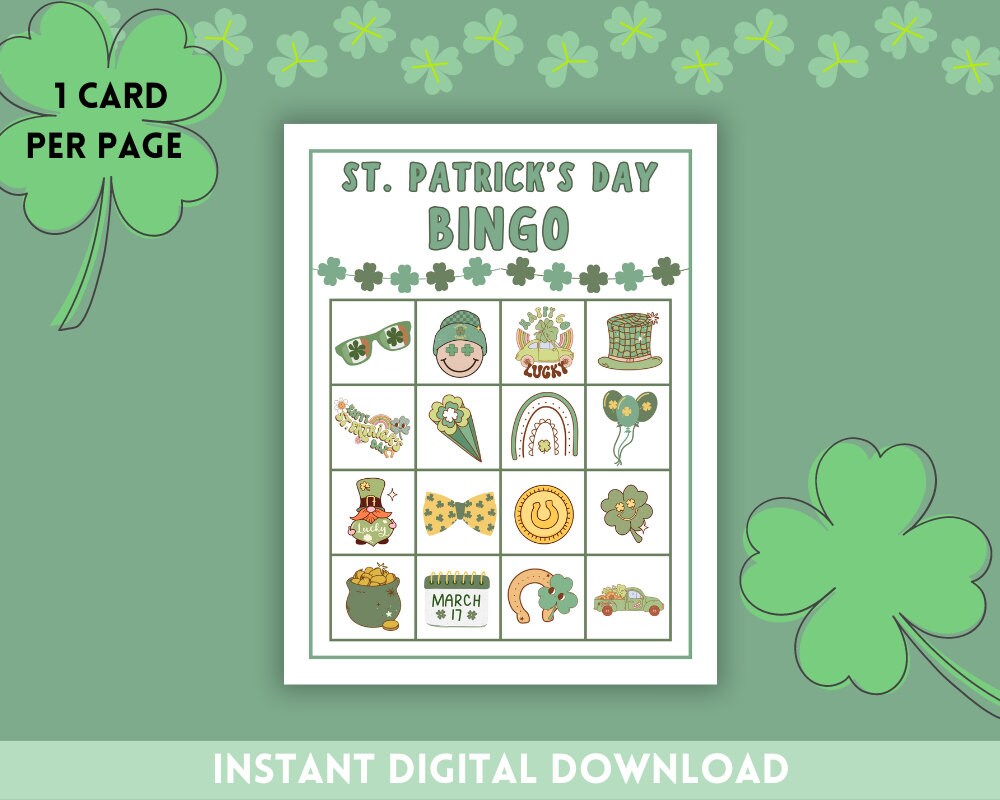St. Patrick's Day Bingo Game, St Patricks Classroom Game, St Pattys ...