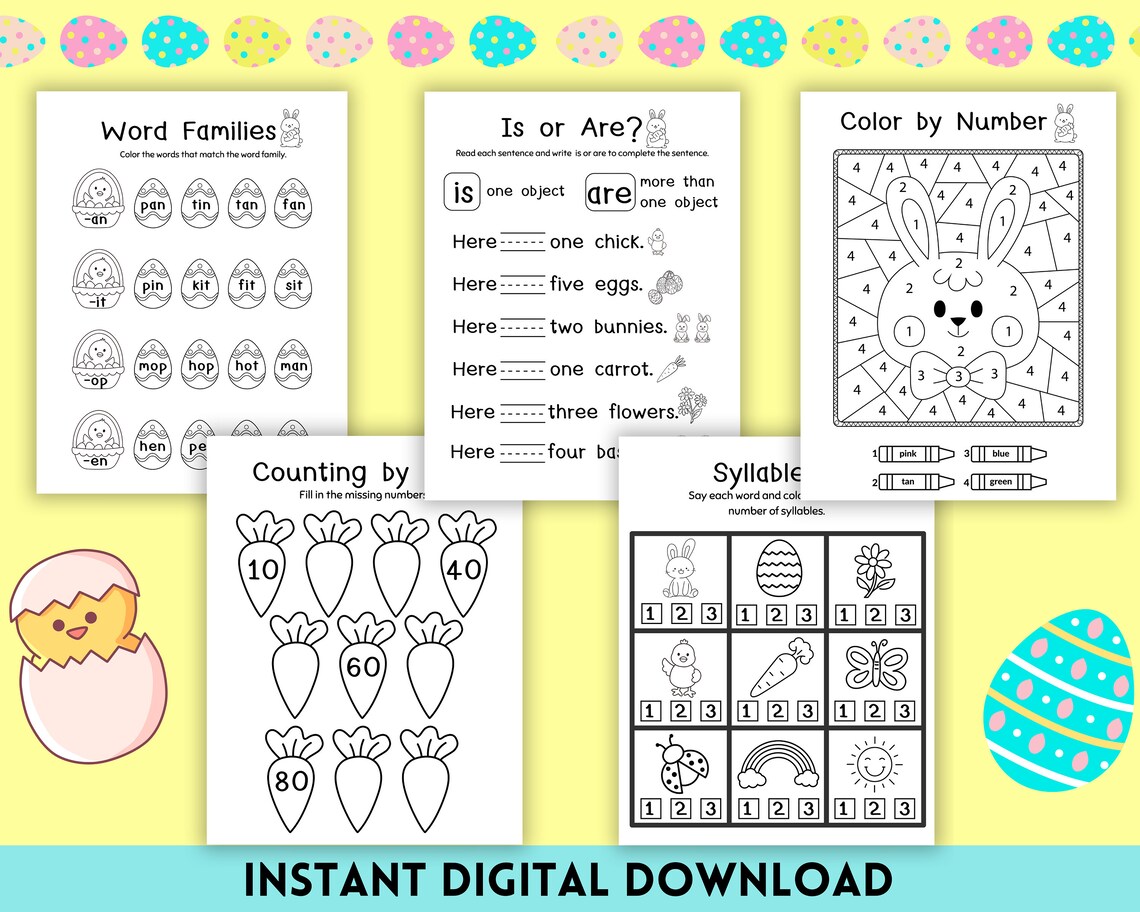 Easter Spring Activity Pages, Kindergarten First Grade Easter ...
