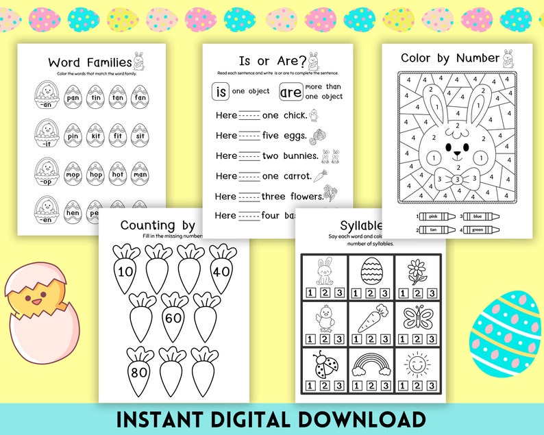 Easter Spring Activity Pages, Kindergarten First Grade Easter ...