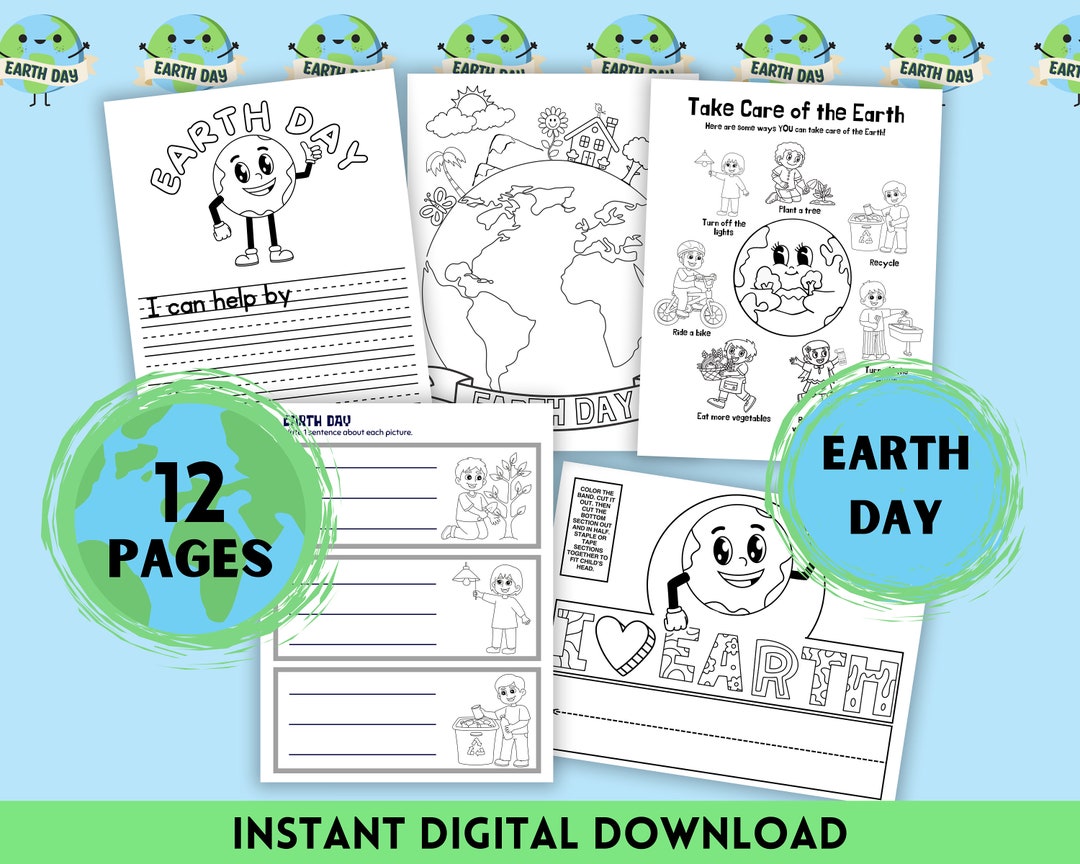 Earth Day Activity Pages, Kids Printable Earth Day Pages, Earth Day ...