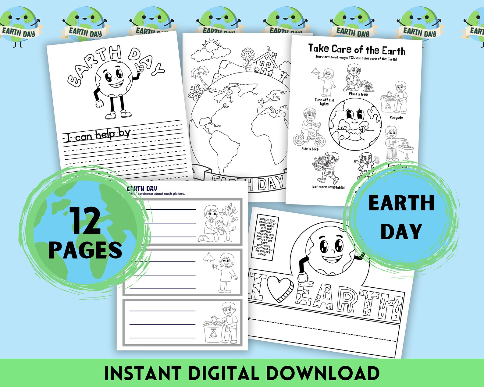 Earth Day Activity Pages, Kids Printable Earth Day Pages, Earth Day ...