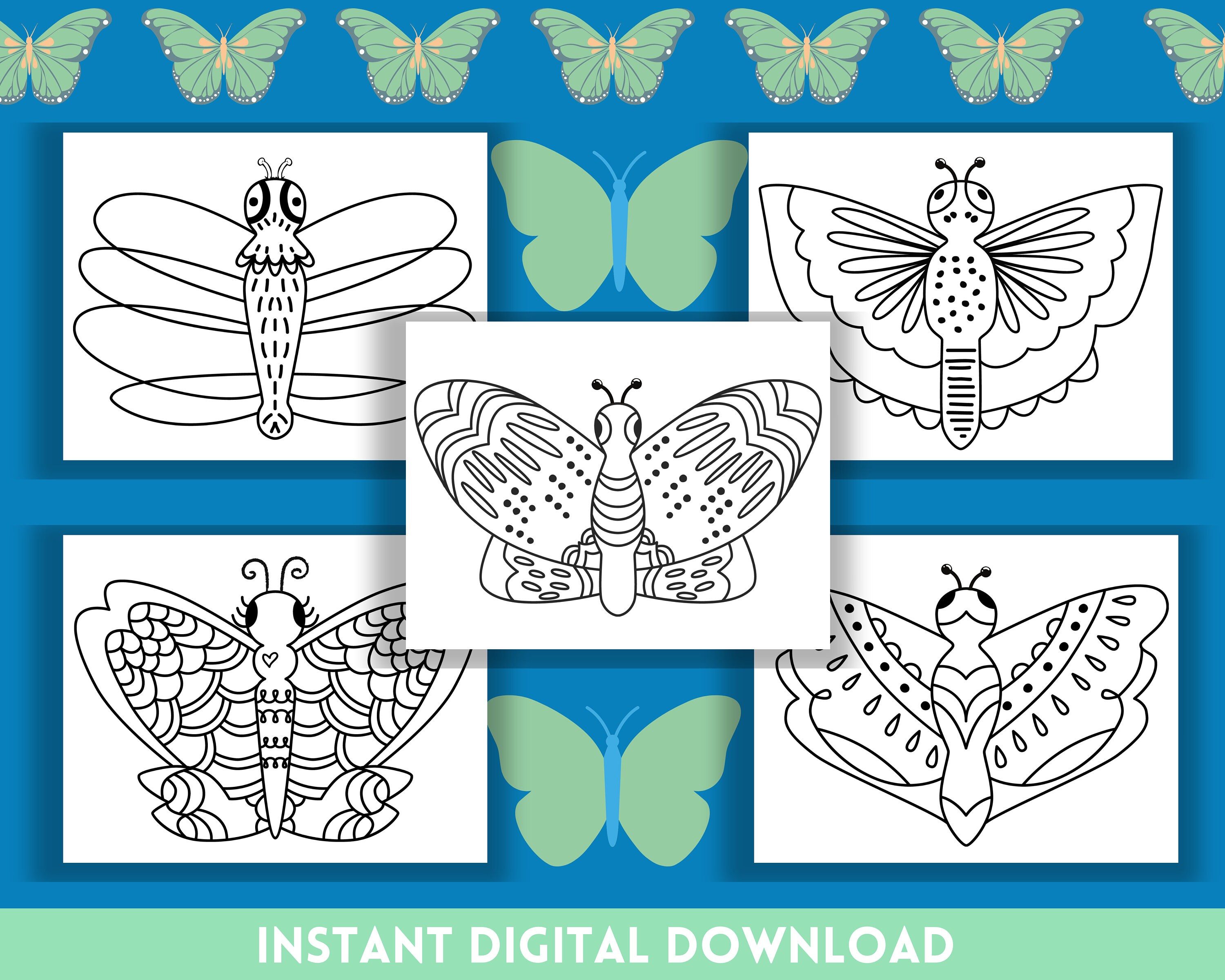 Butterfly Printable Coloring, Butterfly Printables, Animal Coloring ...