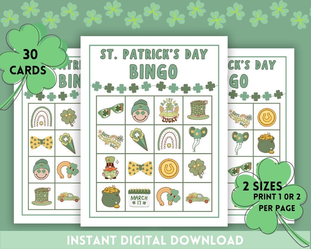 St. Patrick's Day Bingo Game, St Patricks Classroom Game, St Pattys ...