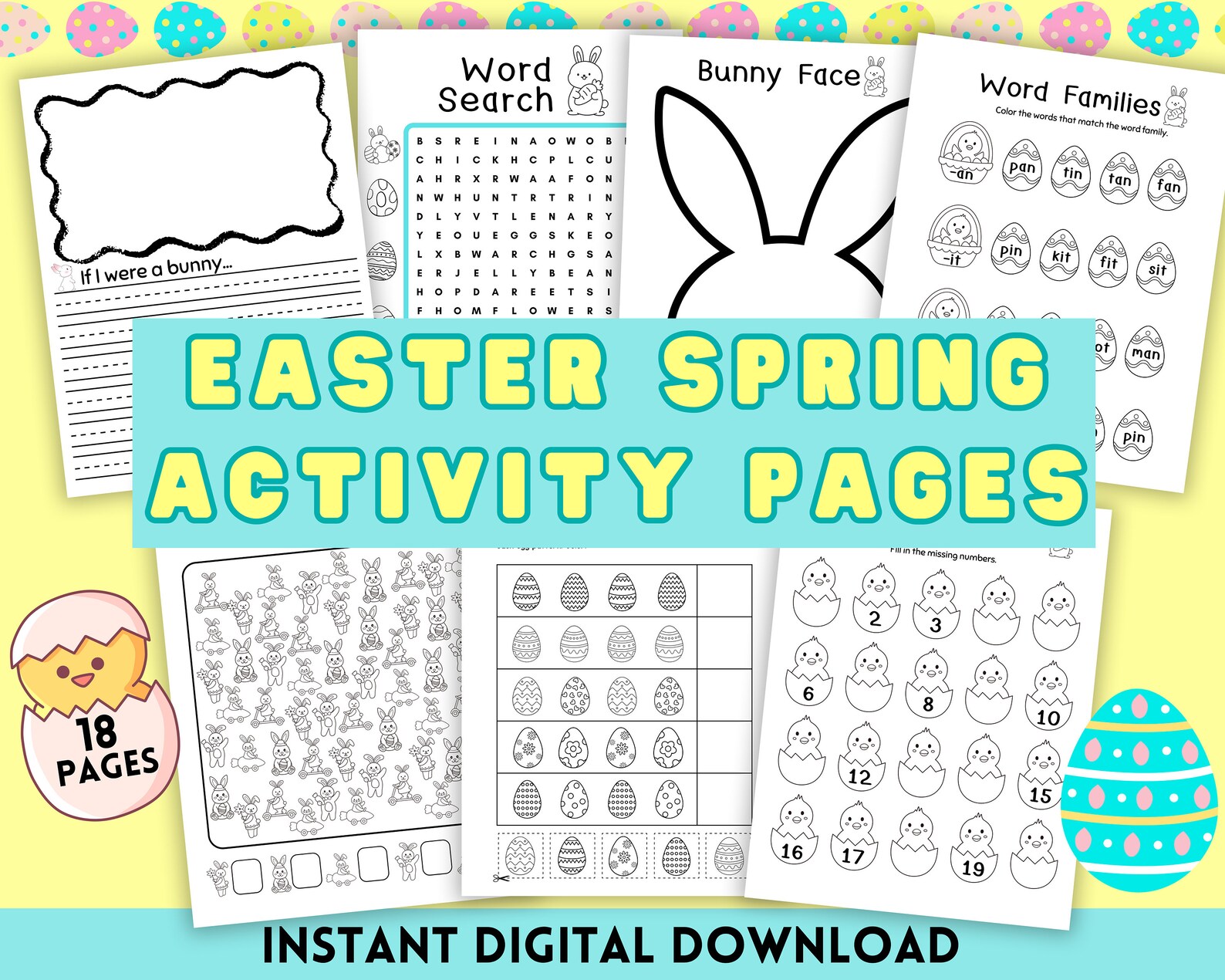 Easter Spring Activity Pages, Kindergarten First Grade Easter ...